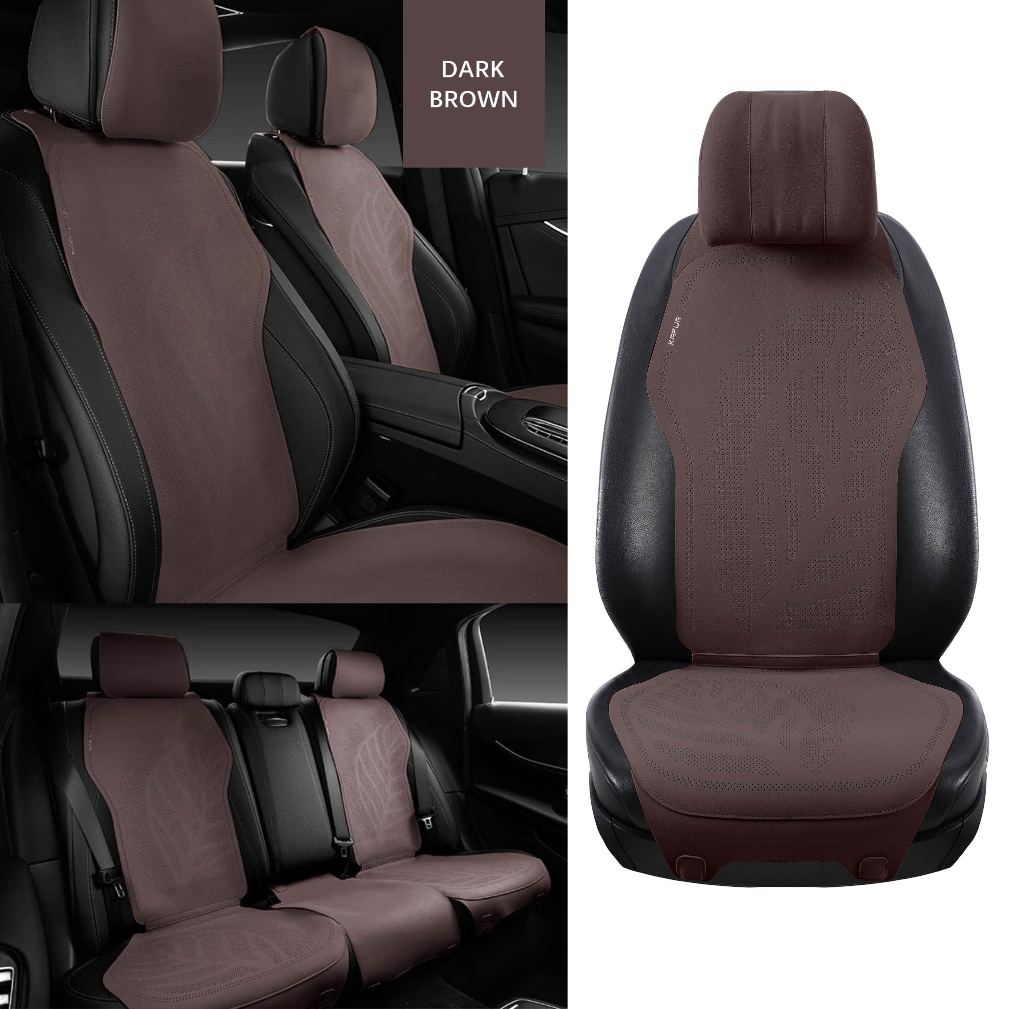 Dark Brown Breathable Minimalist Suede Seat Covers