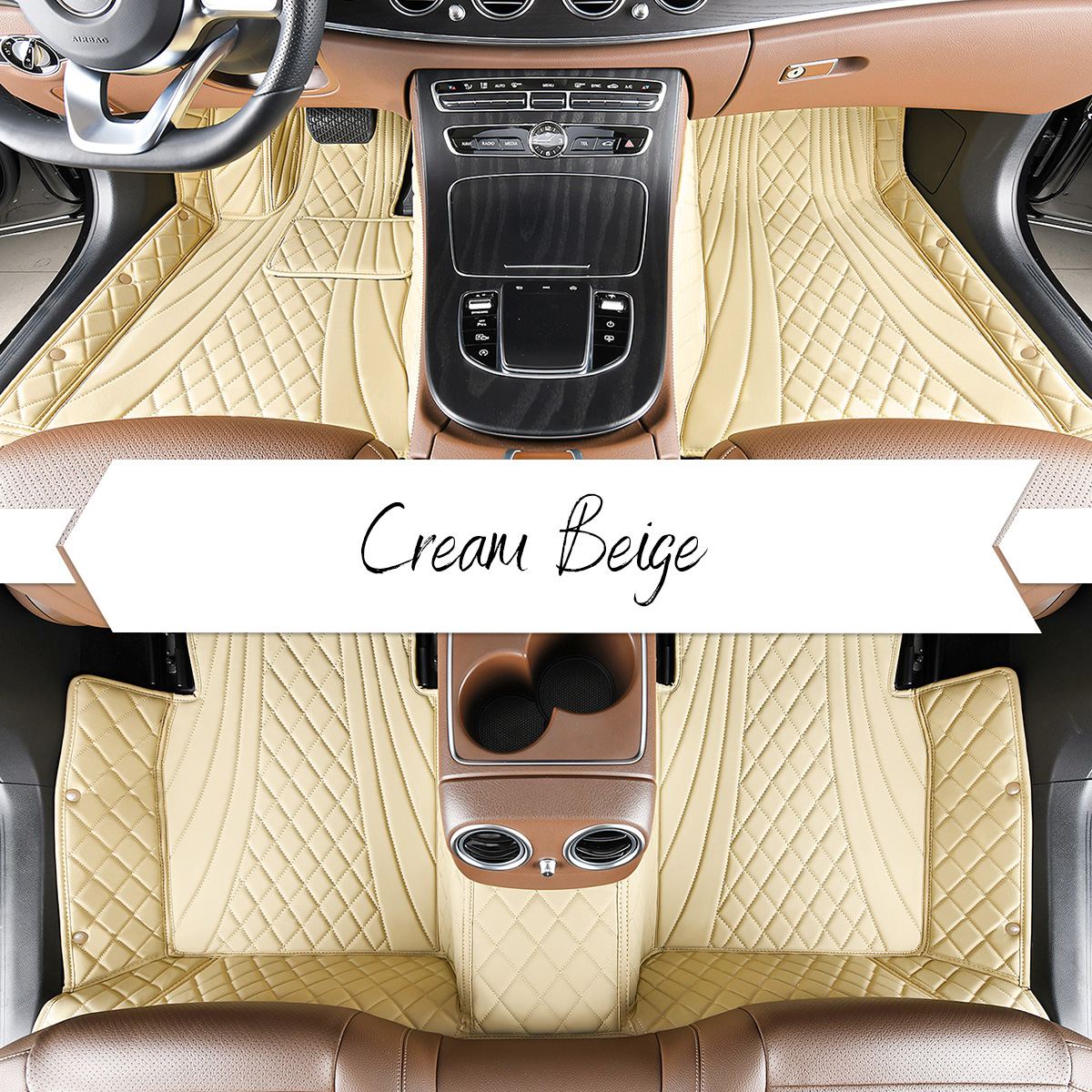 Cream Beige Car Mats Set – Hybrid Series | Luxus Car Mats