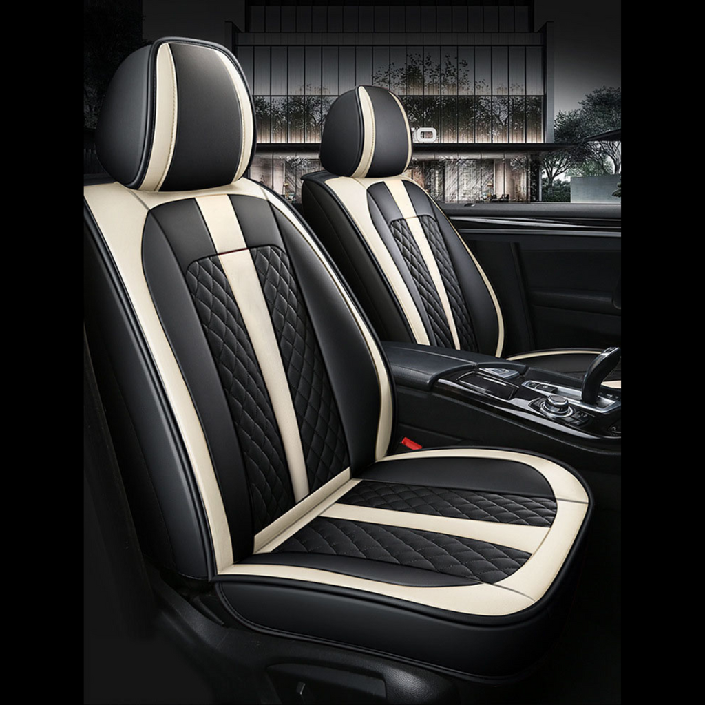 Black Beige Eco Leather Universal Diamond Stitching Luxury Seat Co