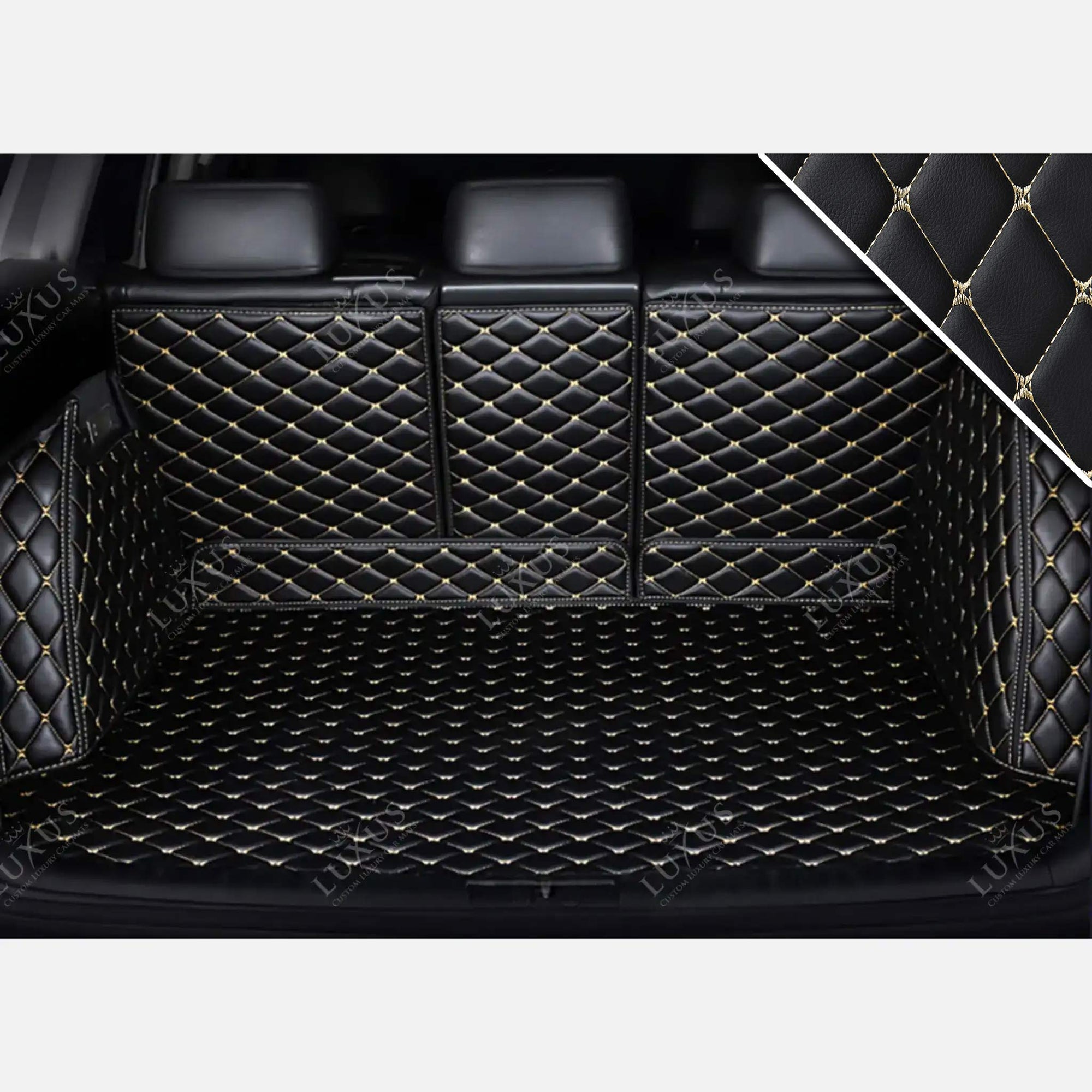 Luxus 360Fit Diamond Trunk Mat - Black & Beige Stitching | Full Cover